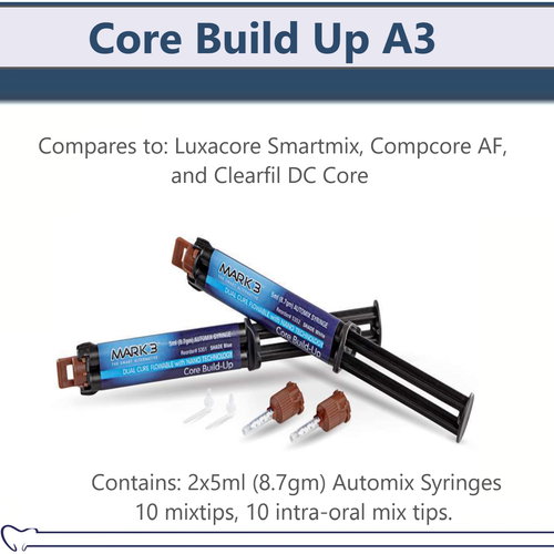 Dental Core Build Up Material A3 - Automix Syr 5ml, 2/bx. + 10 Mix Tips ...