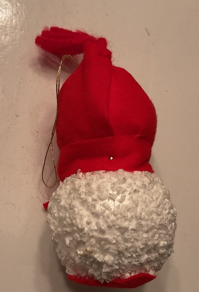 Vintage Styrofoam Balls Flocked White With Red Snowman Ornament | eBay