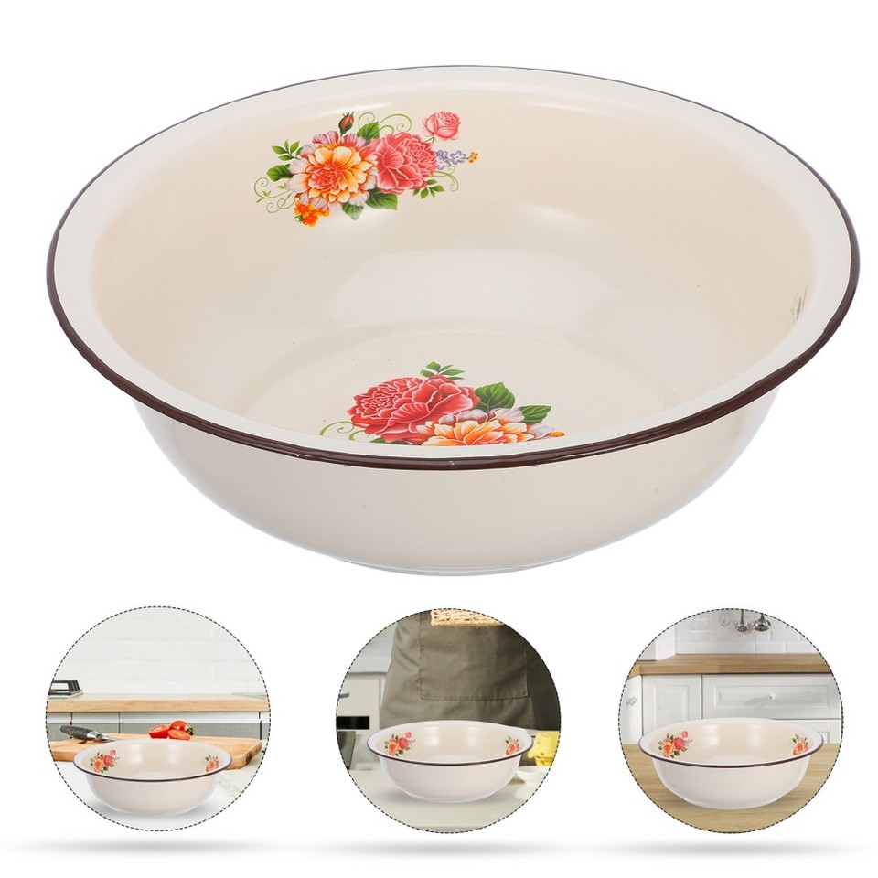 Enamel Bowls Vintage Large Food Storage for Kitchen Mixing Fruit | eBay