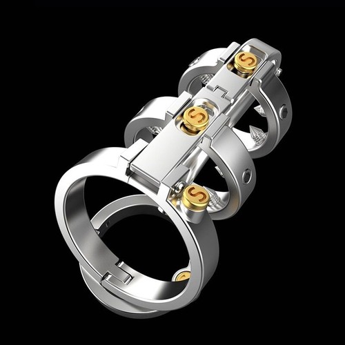 Stainless Steel Male Chastity Device Cage Hinged Rings Screws Binding ...