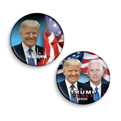 Exclusive 2 Photo Buttons Set | Trump Pence 2020 Campaign | Badge ...