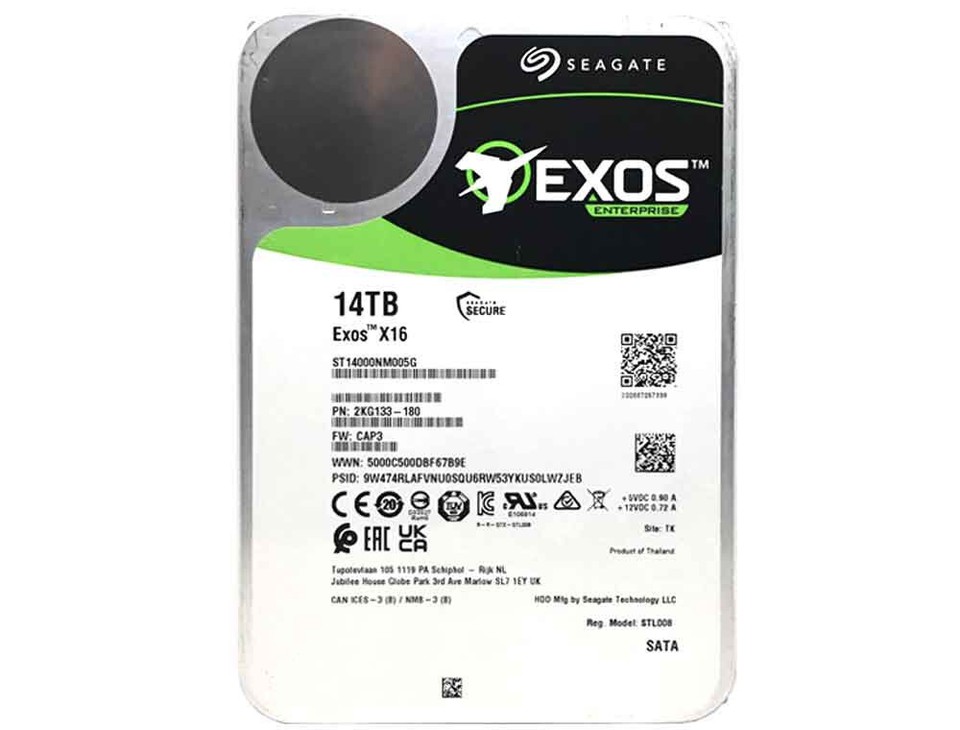Seagate EXOS X16 ST14000NM005G 14TB 256MB 7200rpm 3.5" SATA 6Gb/s ...