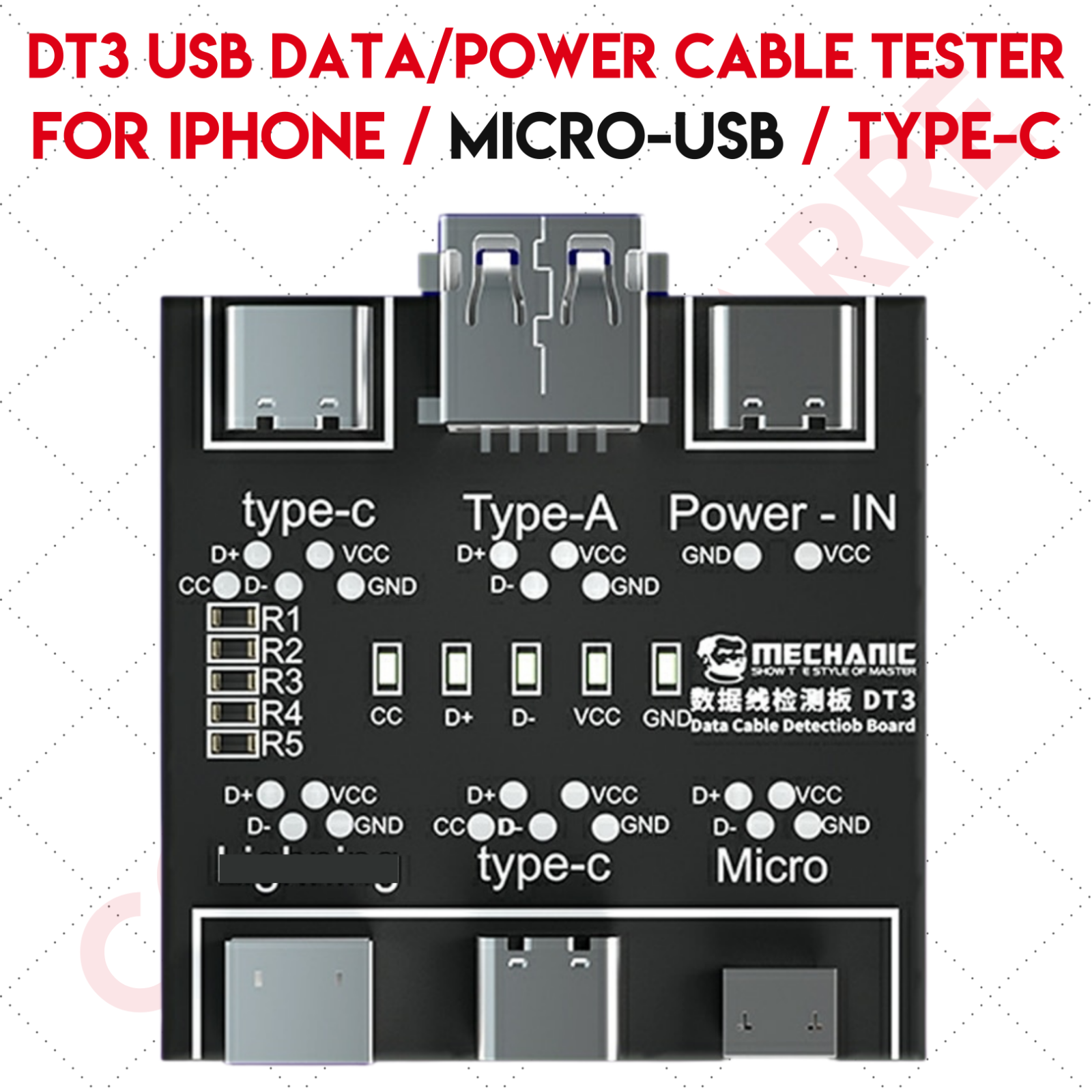 DT3 USB CABLE TESTER - DATA CABLE DETECTION BOARD FOR iOS / MICRO-USB ...