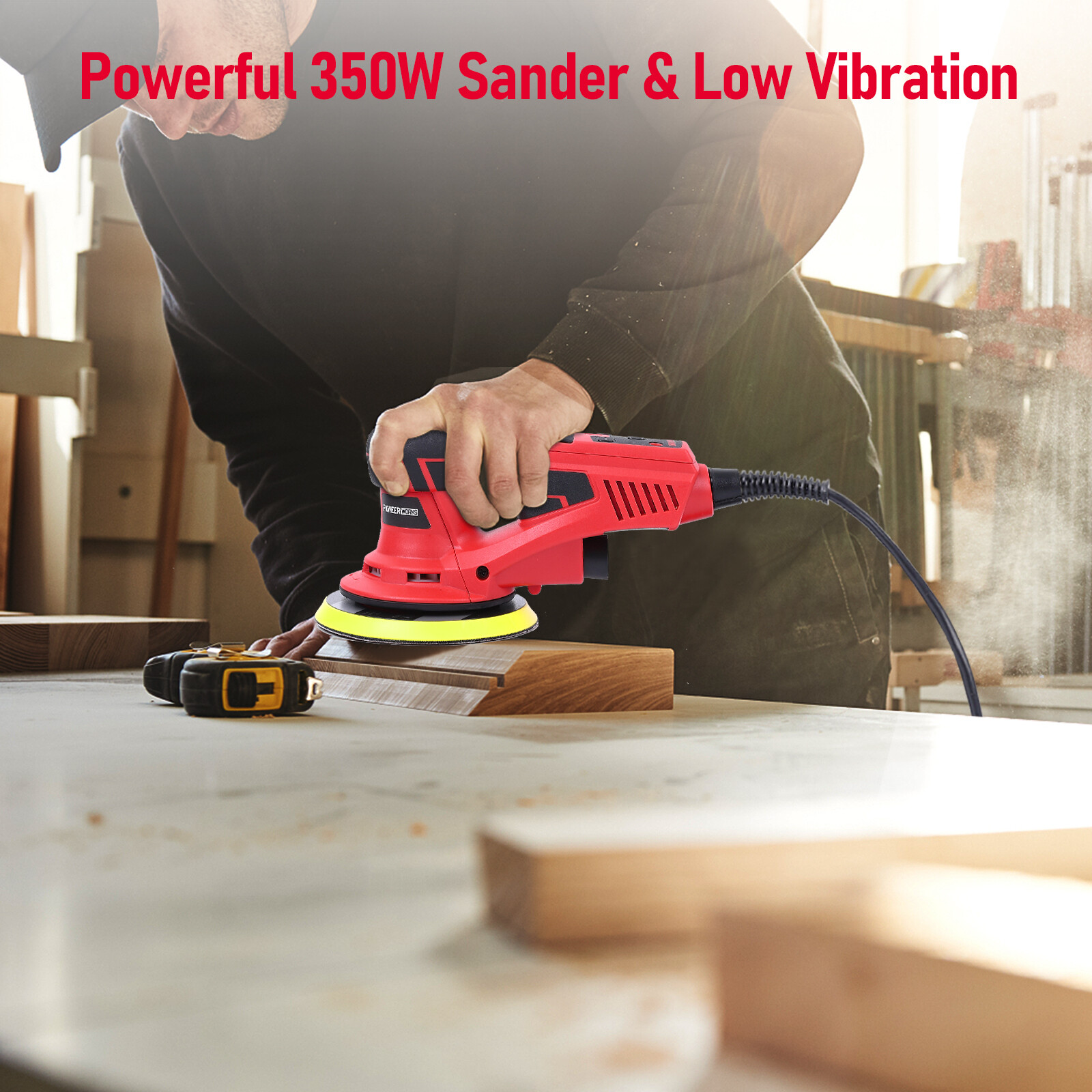 6" Powerful Electric Random Orbital Sander Brushless Motor 350 W 10000 ...
