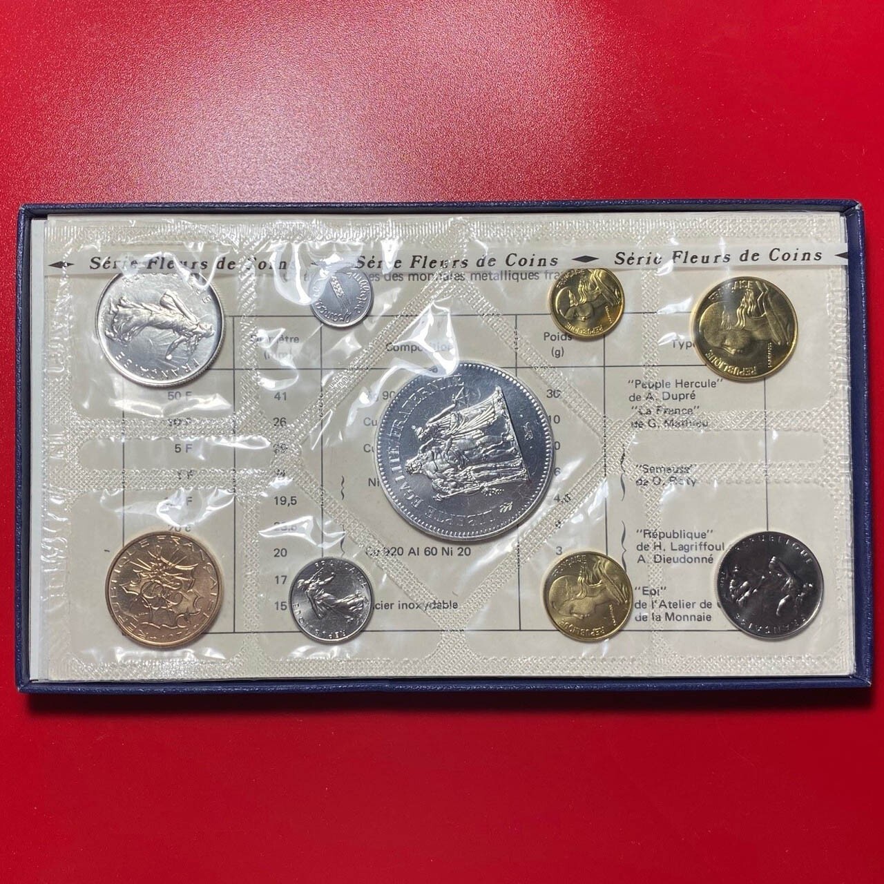 1974 FRANCE (9) COINS SPECIMEN FDC SET (1) SILVER HERCULES COIN MONNAIE ...