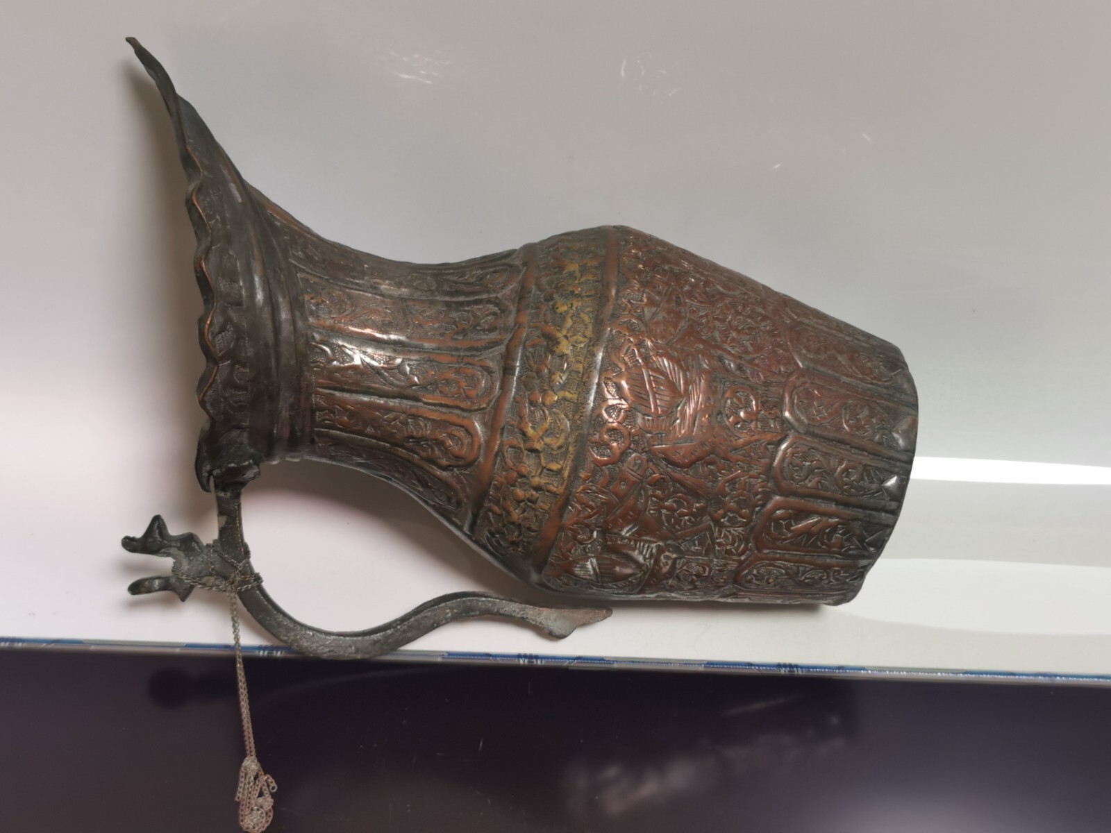 Antique 19th Century Persian Tinned Copper Ewer Hakhamaneshi Design ...