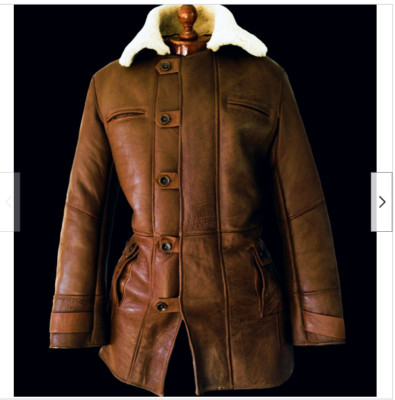 Men`s DARK KNIGHT RAF Trench Coat Brown Real Sheepskin Shearling ...