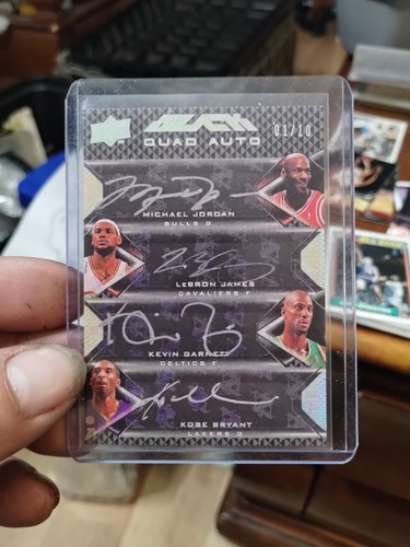 2008-09 UD Black - Quad Autographs LeBron James, Kobe Bryant, Michael ...
