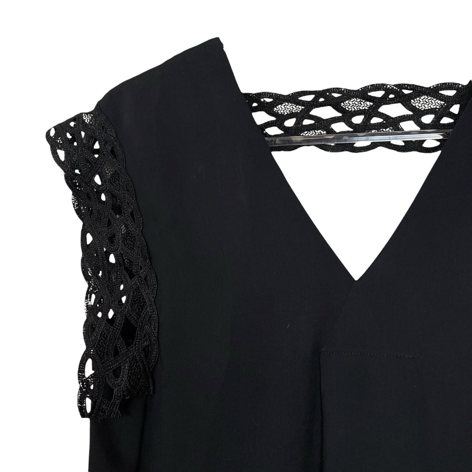 Reiss Cayene Lace Applique Trim Shift Mini Cocktail Dress Black Size US ...