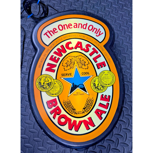 NewCastle Brown Ale Beer 2-Sided European Light Up Beer Bar Sign 17" x ...