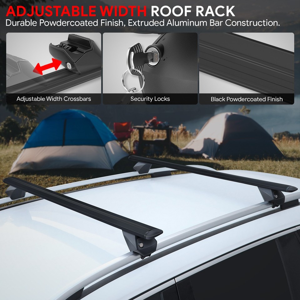 J2 49" Aluminum Adjustable Top Roof Rack Cross Bar Cargo Luggage ...