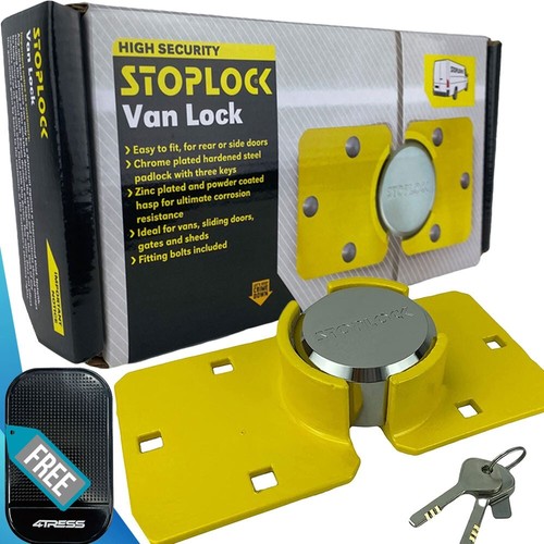 Stoplock Anti-Theft Van Door Lock Yellow Garage Shed Gate Hasp Padlock ...