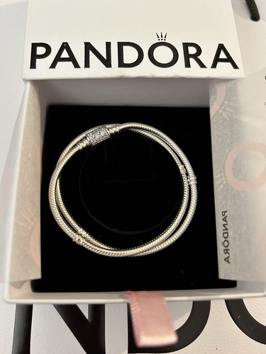Genuine Pandora Double Wrap Barrel Clasp Silver Bracelet 19 Cm ...