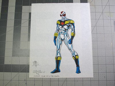 vtg 1980s original comic art Robb Phipps E-Racer color workup TSR ...