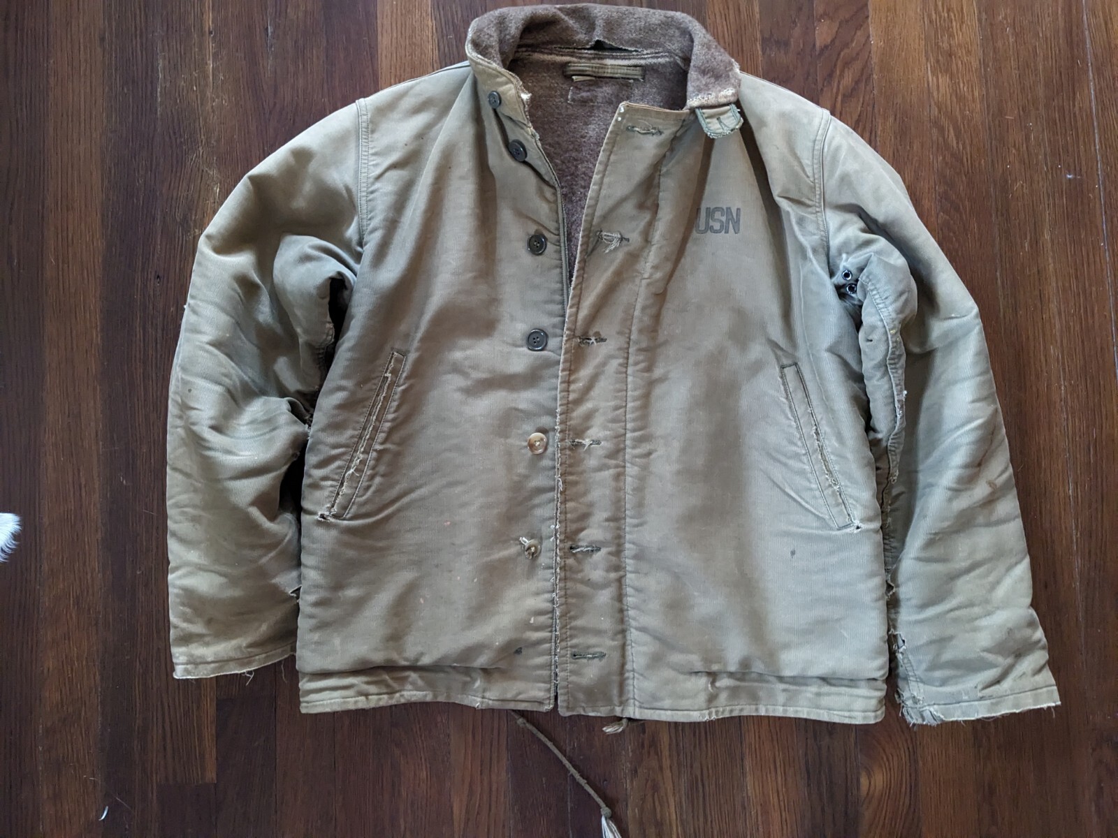 Vintage Military N-1 Deck Jacket Coat USAAF WWII US Navy USS Brough ...