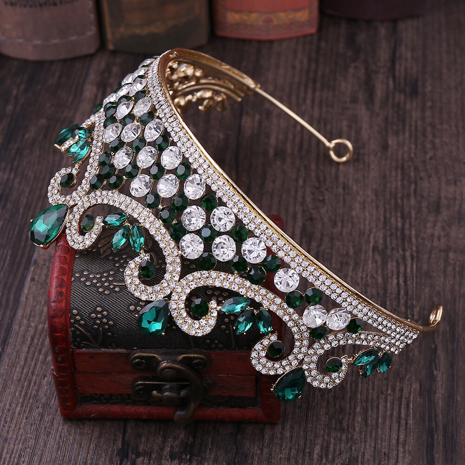 55 Styles Green Crystal Queen Princess Tiara Crown Wedding Princess For ...