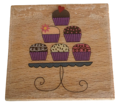 Hampton Art Rubber Stamp Cupcake Tower Food Baking Birthday Card Making ...
