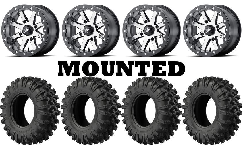 Kit 4 EFX MotoRavage XL Tires 30x10-16 on MSA M21 Lok Beadlock Charcoal ...