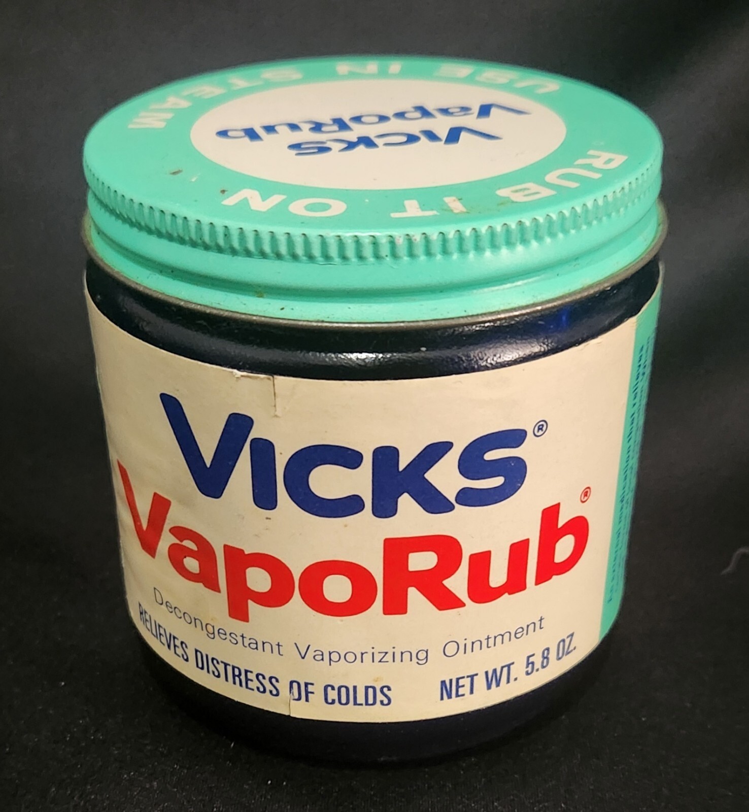 VTG VICKS VapoRub 5.8oz Rare Blue Glass Jar with Label Full | eBay