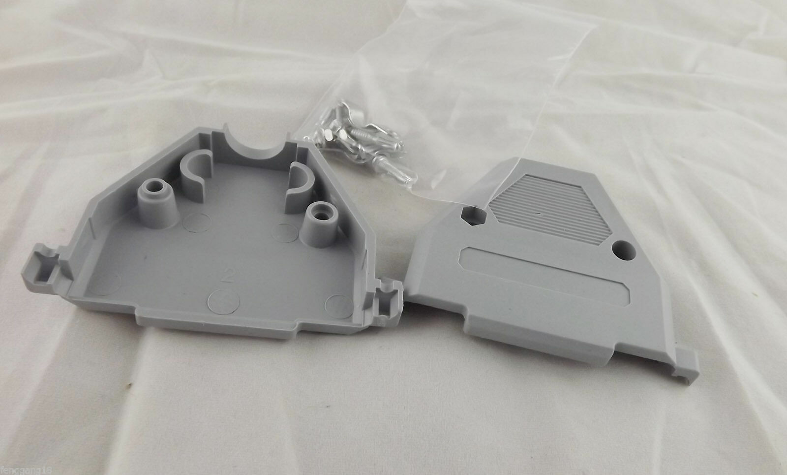 DB37 Male Plug 37 Pin 2 Rows D-SUB Connector Grey Plastic Hood Cover ...