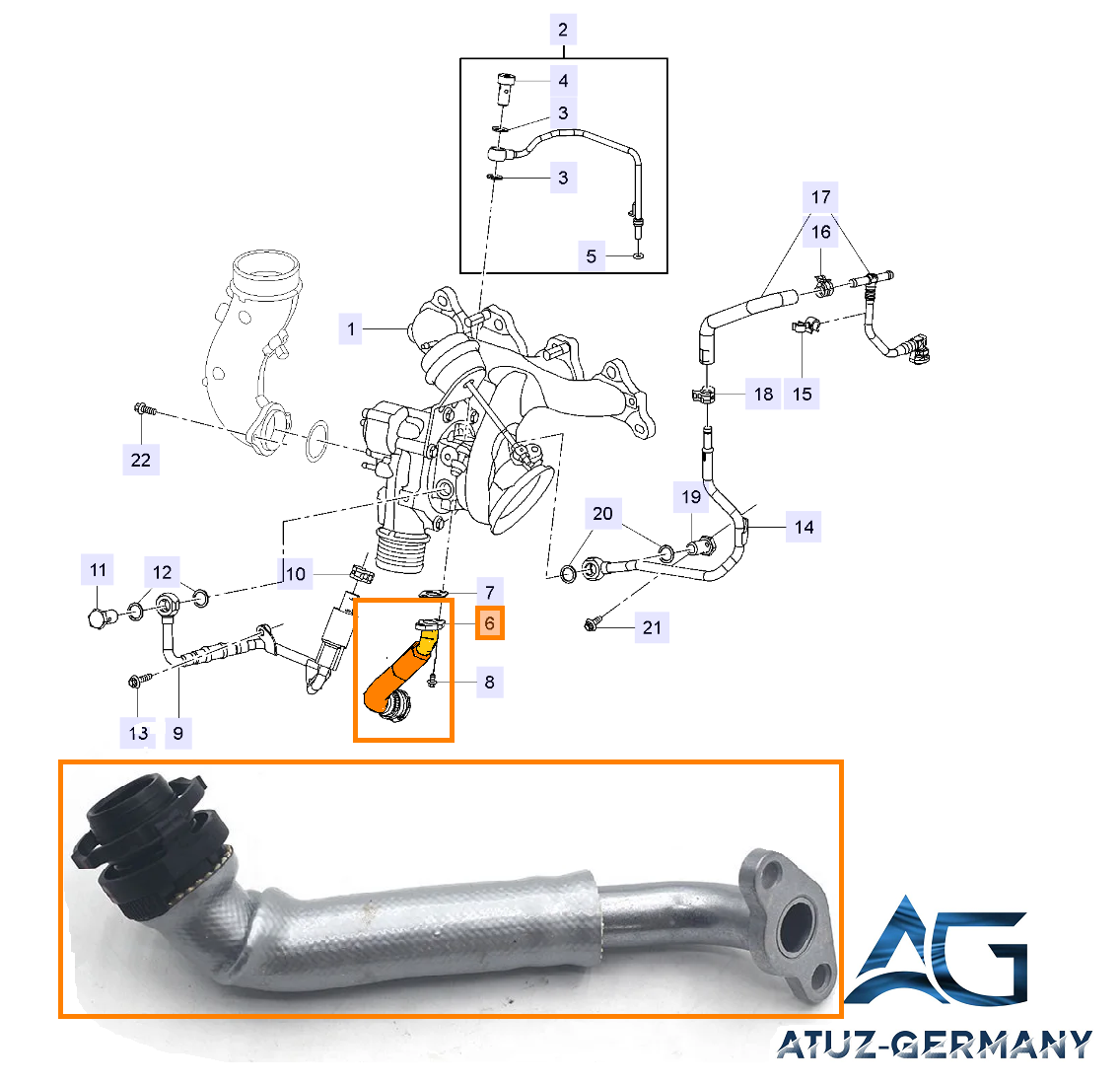 Original AG turbocharger oil return line for Opel Corsa D 1.6 Turbo ...