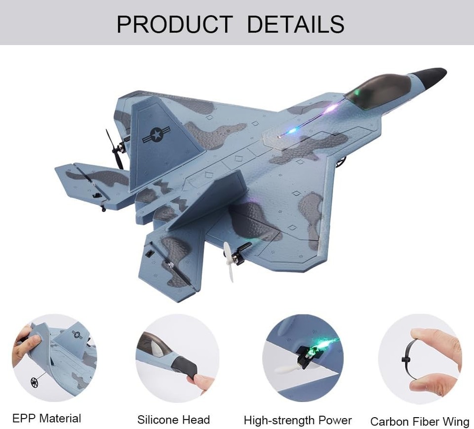 RC Plane F22 Raptor Model 4CH 3D6G RC Airplane for Adults Kids 2.4Ghz ...