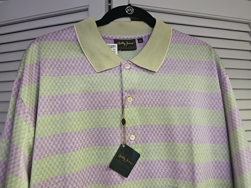 XL Bobby Jones Collection Golf Polo Italy Jade Purple Shirt NWT 100% ...