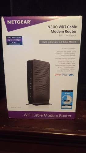 Netgear N300 WiFi Cable Modem Router C3000 802.11n DOCSIS 3.0 never ...