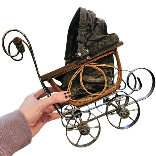 Vintage Antique Baby Carriage Doll Buggy Victorian Pram Wood Metal ...