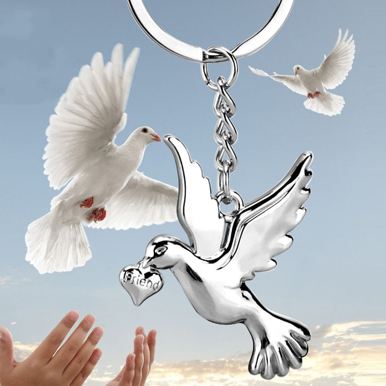 Key Ring Bright Luster Souvenir Mini Peace Pigeon Key Chain Portable | eBay
