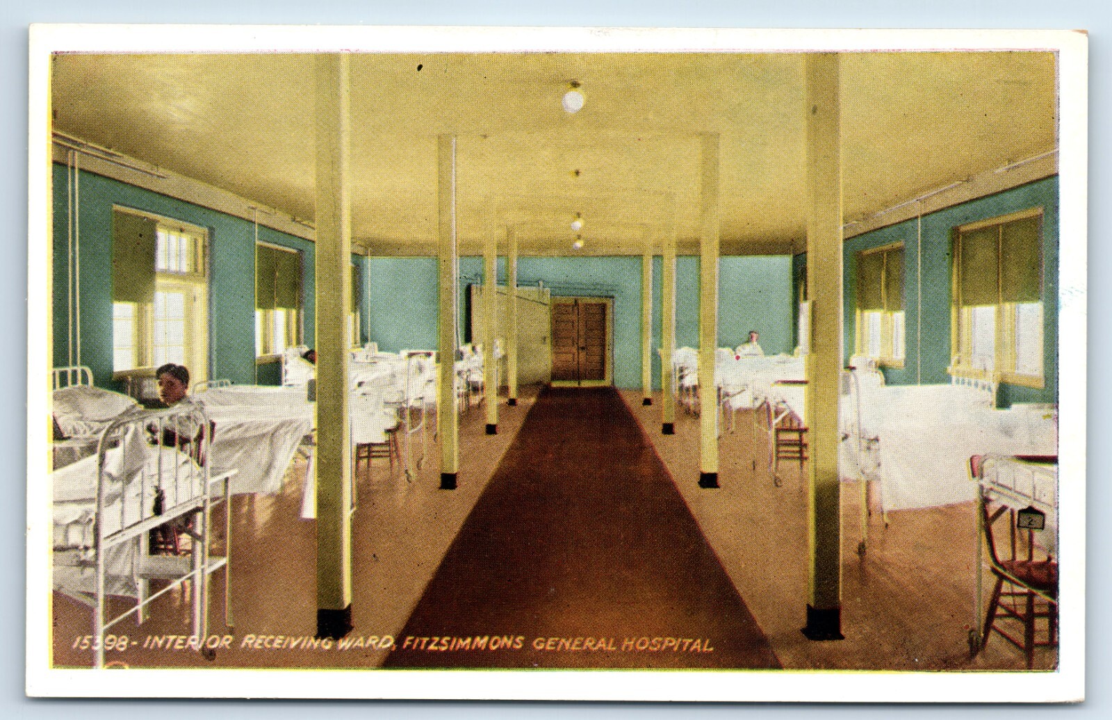 Postcard Interior Receiving Ward at Fitzsimmons Army General Hospital ...