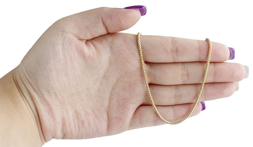 10K Yellow Gold Solid Diamond Cut Franco Box Chain 2mm Necklace 18 - 30 ...