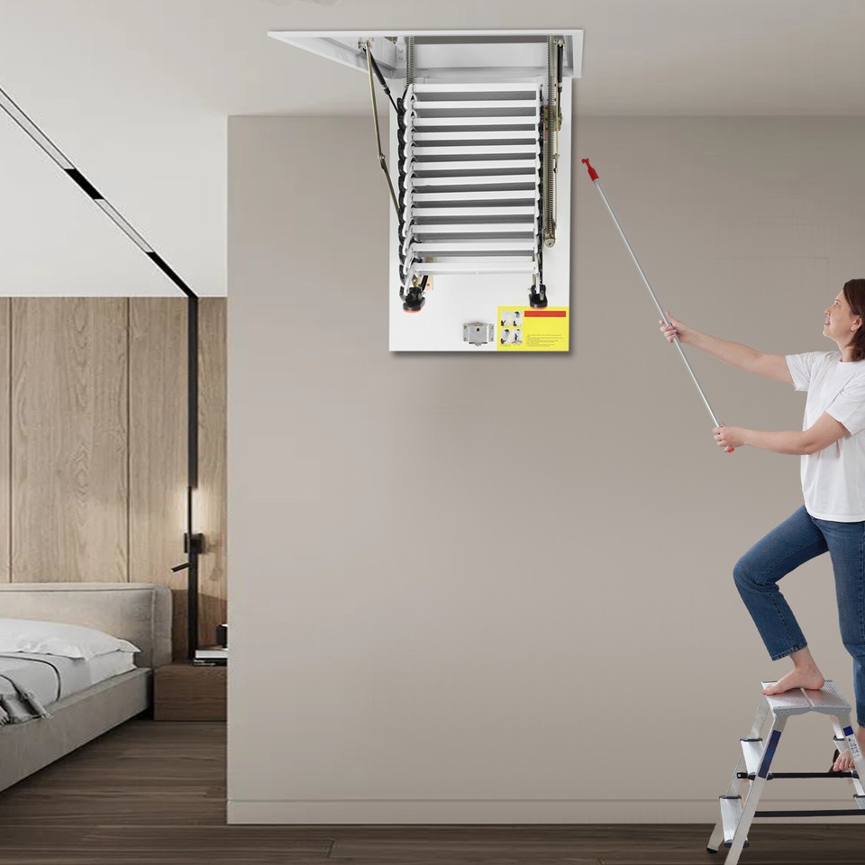12-Step Hidden Ceiling Height Attic Ladder Folding Retractable Loft ...