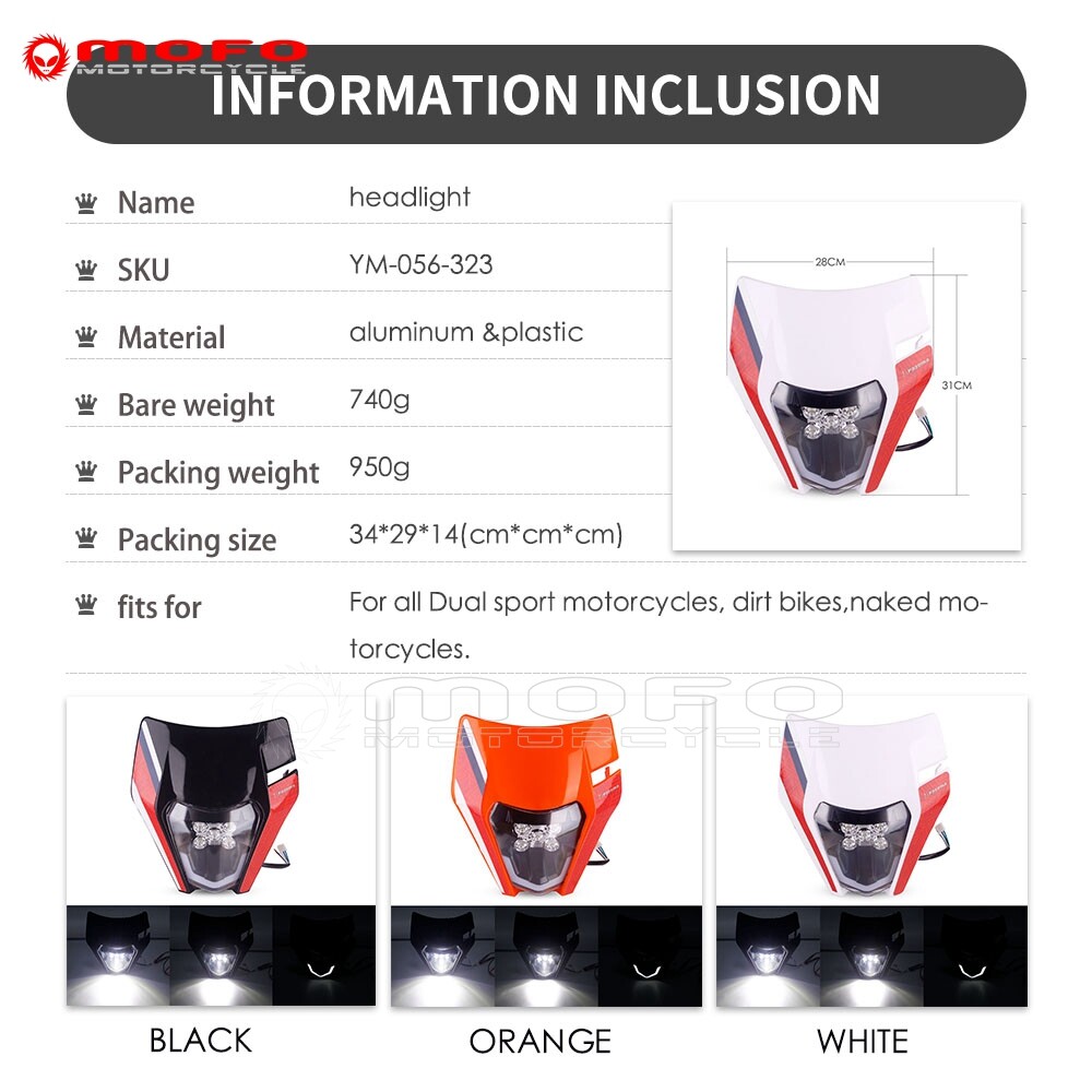MX LED Headlight Kit For KTM XC-W TPI 250 EXC Six Days / TPI 300 Enduro ...