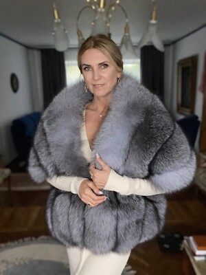 Sagafurs stunning blue frost fox fur stole wrap | eBay