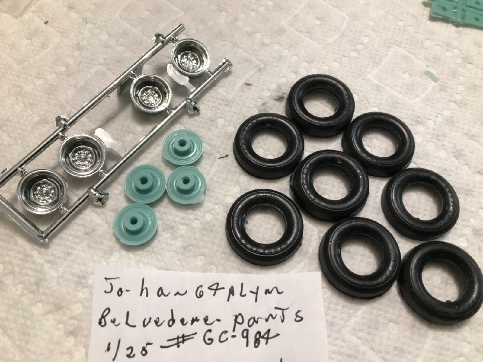 JO HAN 1/25 VINTAGE C-964 64 PLYMOUTH BELVEDERE TIRES WHEELS N.O.S. C ...