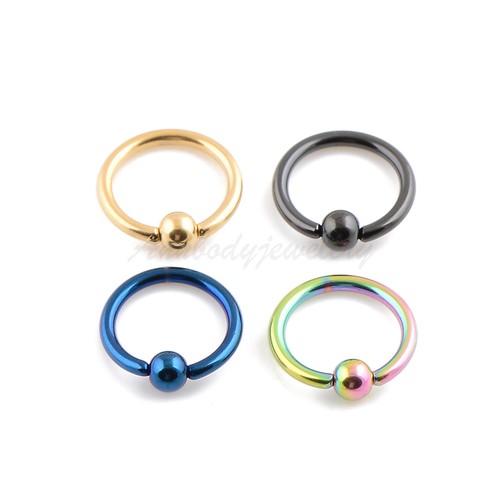 4pc 14G 3/8" Closure Ball Titanium Anodized Steel Captive Bead Rings | eBay