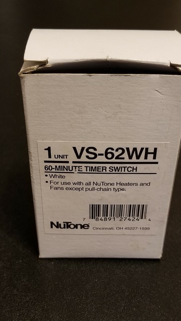 NuTone Vs-62wh 60 Minute Timer Switch White for sale online | eBay