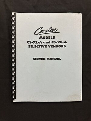 Cavalier 72 96 Service And Parts Manual Coca Cola Vending Machine Coke ...