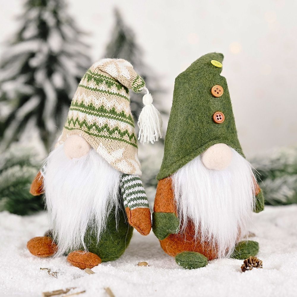 Christmas Knitted Non-Woven Green Standing Faceless Doll Santa Claus ...