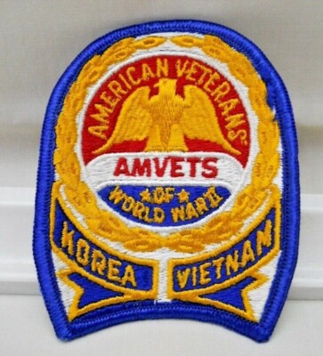 AMVETS American Veterans Of WWII Korea Vietnam 3½” Dress Leather Patch ...