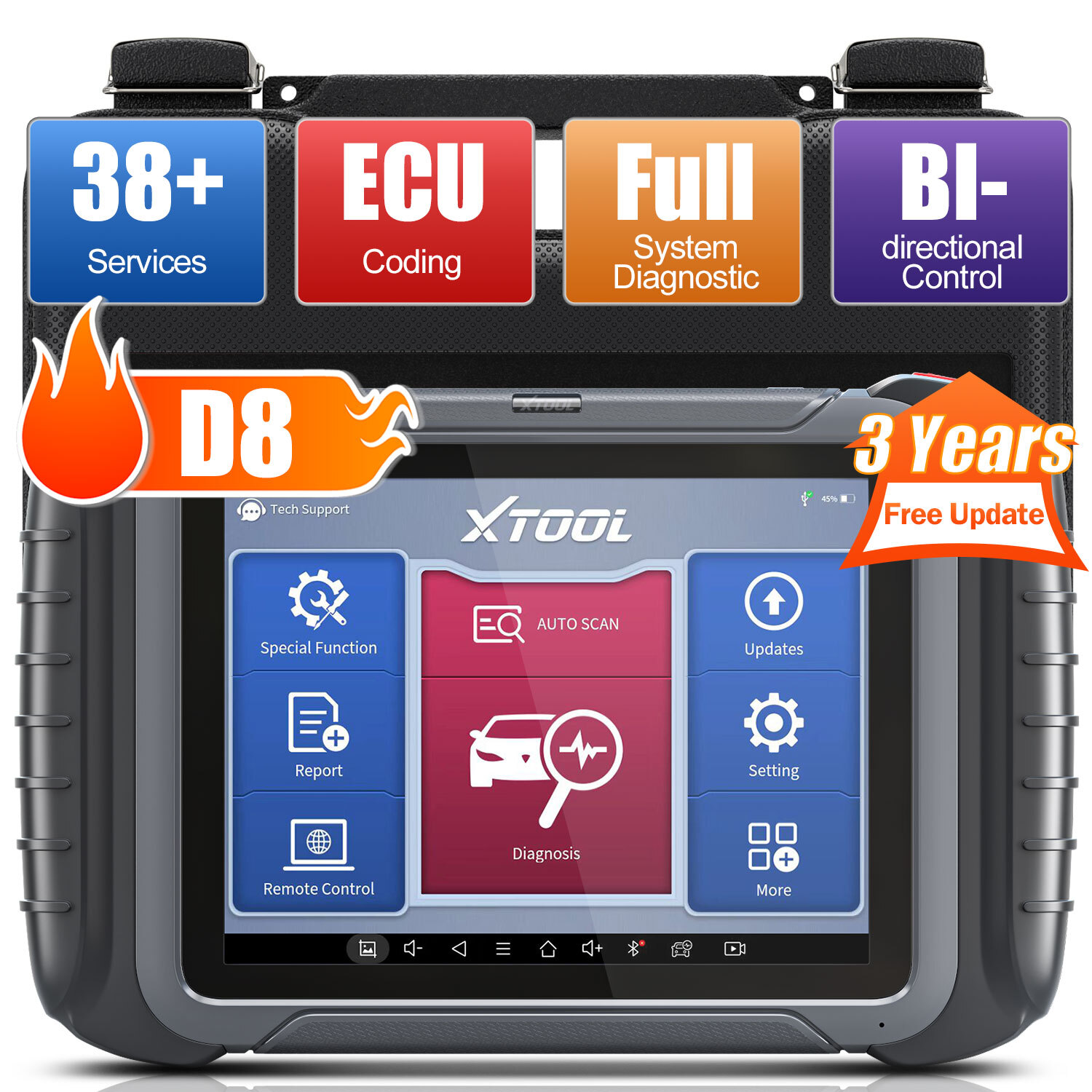 XTOOL USED D8 Auto OBD2 Scanner Bi-Directional Diagnostic Tool Key Programming | eBay