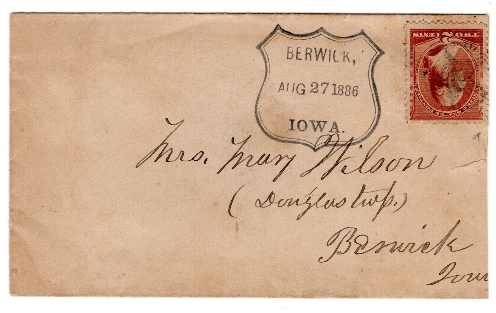 Berwick IA (Polk) Fancy Shield CCL 1886 Local Delivery | eBay