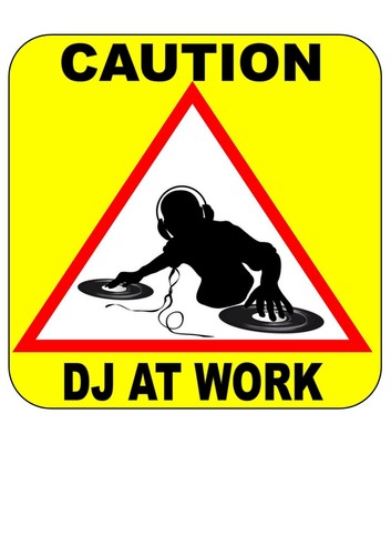 DJ at Work Caution Sign Novelty Funny Cation Man Cave Bar Sign Door ...