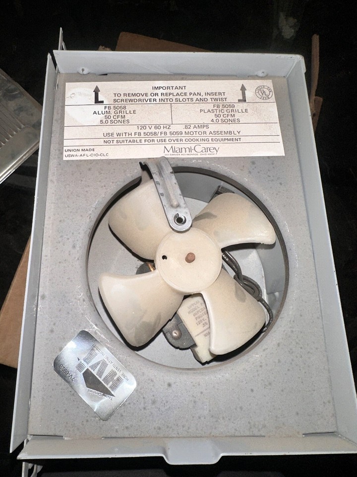 MIAMI CAREY VINTAGE BATHROOM EXHAUST FAN MID CENTURY ALUMINUM ...