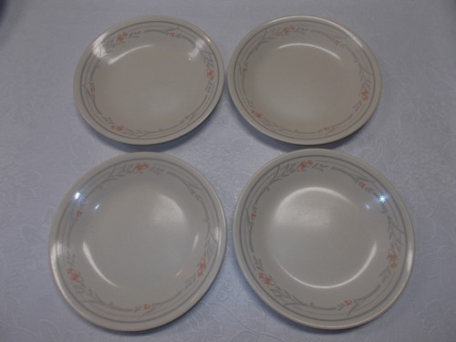 4 Vintage Corelle beige tulip rose small plates 6 3/4" | eBay