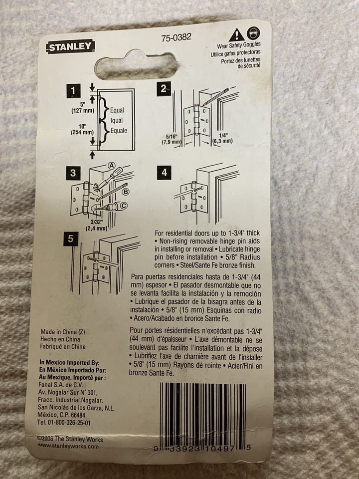 (5) NEW, Santa Fe Bronze, Stanley 3.5” Door Hinges. | eBay