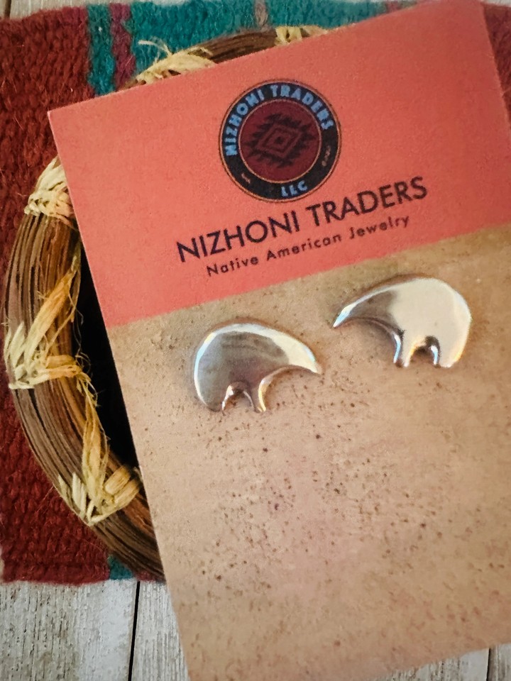 Handcrafted Old Pawn Sterling Silver Bear Paw Stud Earrings | eBay