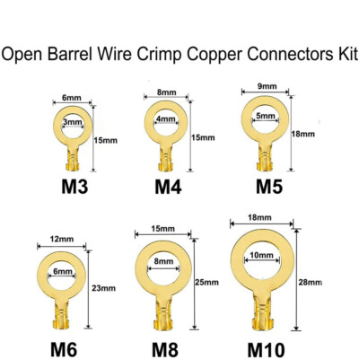3.2-10.2mm Non-Insulated Open Barrel Wire Crimp Copper Ring Terminal ...