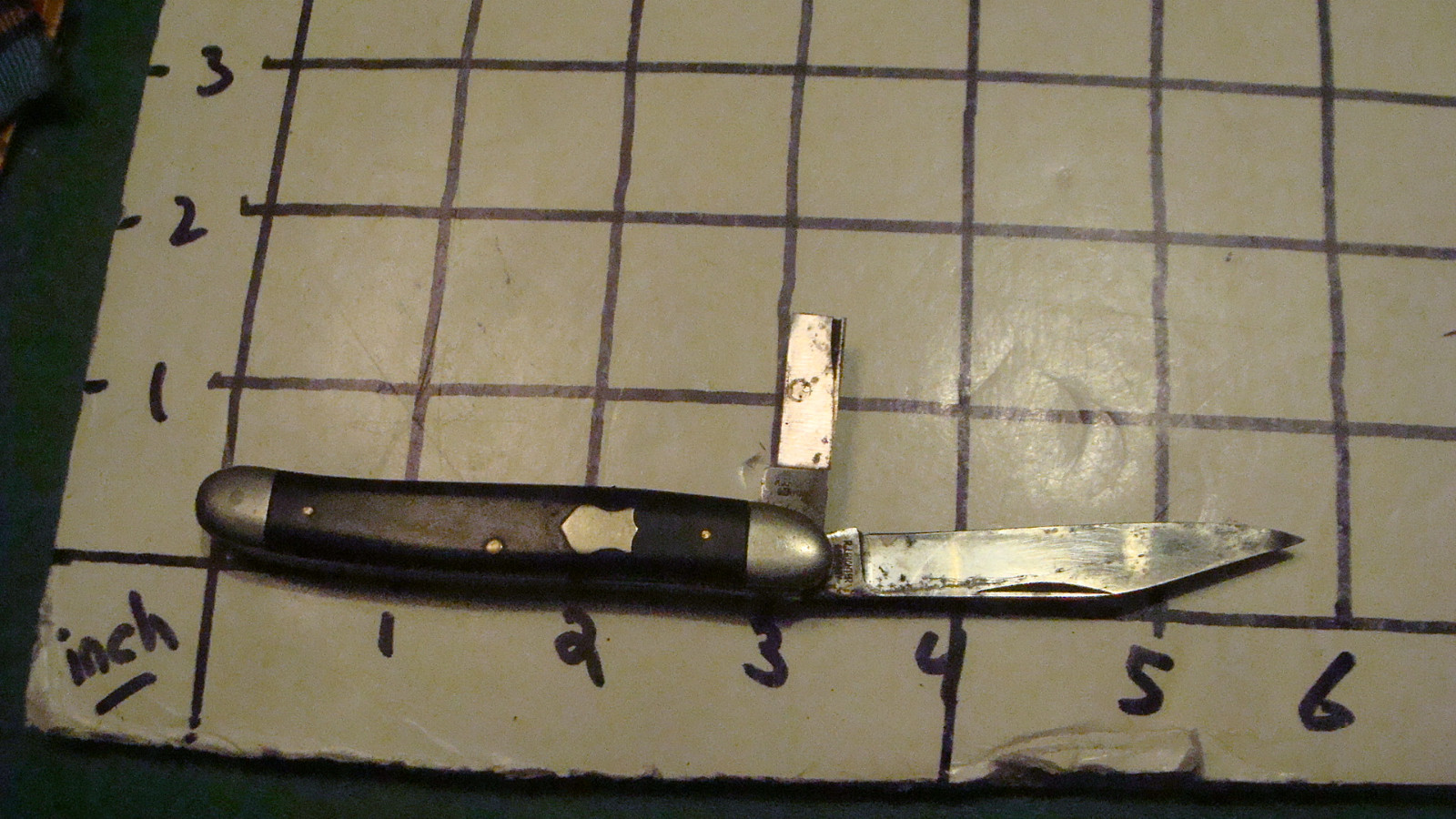 Vintage Original Pocket Knife Double blade w Shield, small blade broken ...